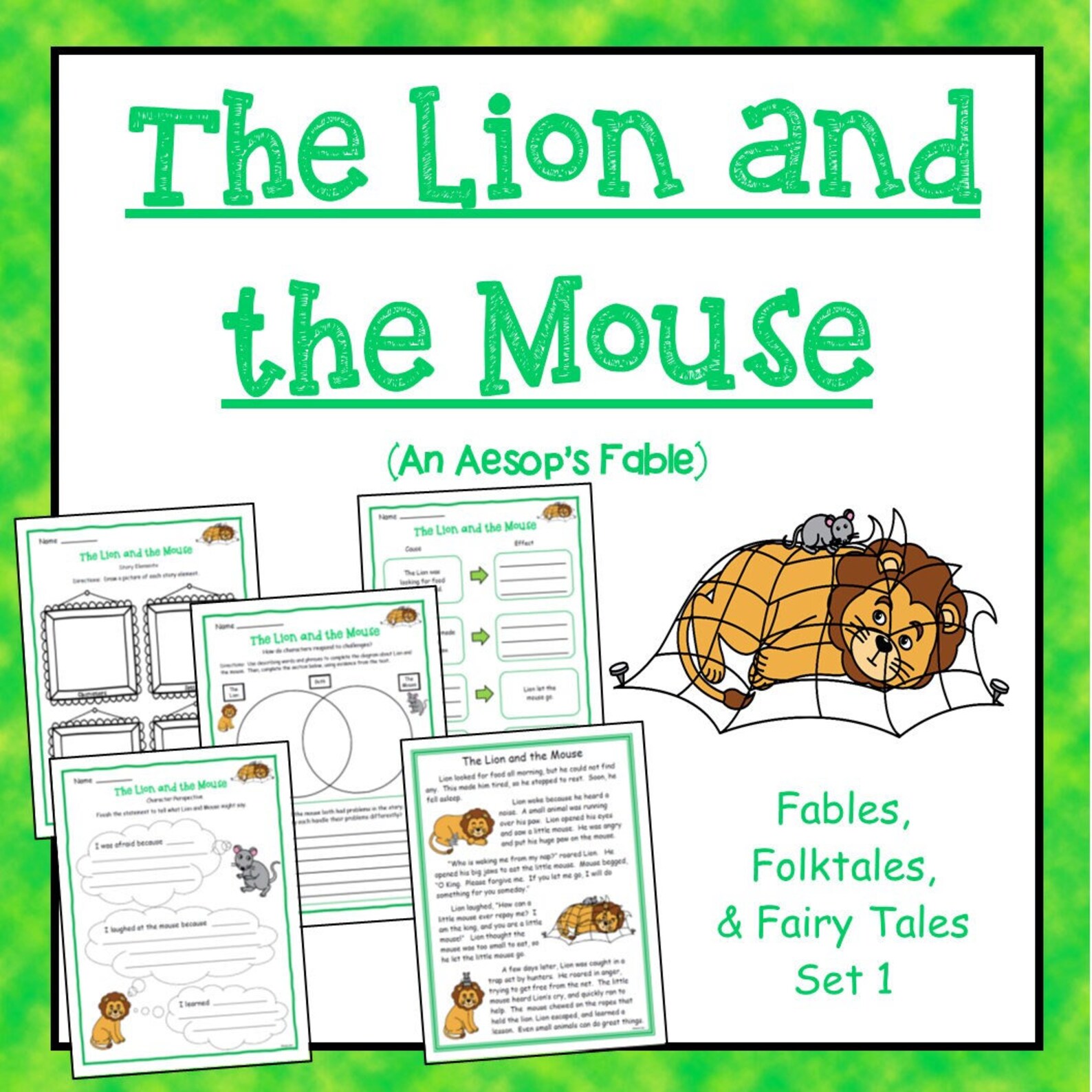 Lion and the Mouse (aesop's Fable) Reading Comprehension Activities 1st ...