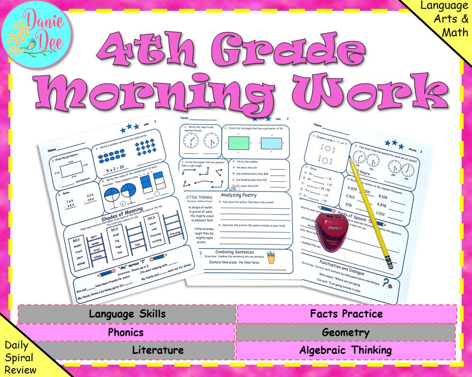 2nd Quarter 4th Grade Fourth Grade Daily Spiral Review Morning Work ...
