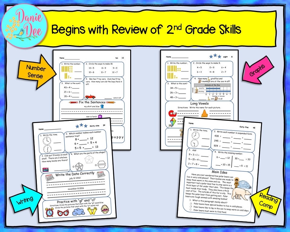 1st Quarter 3rd Grade Third Grade NO PREP Daily Spiral Review ...