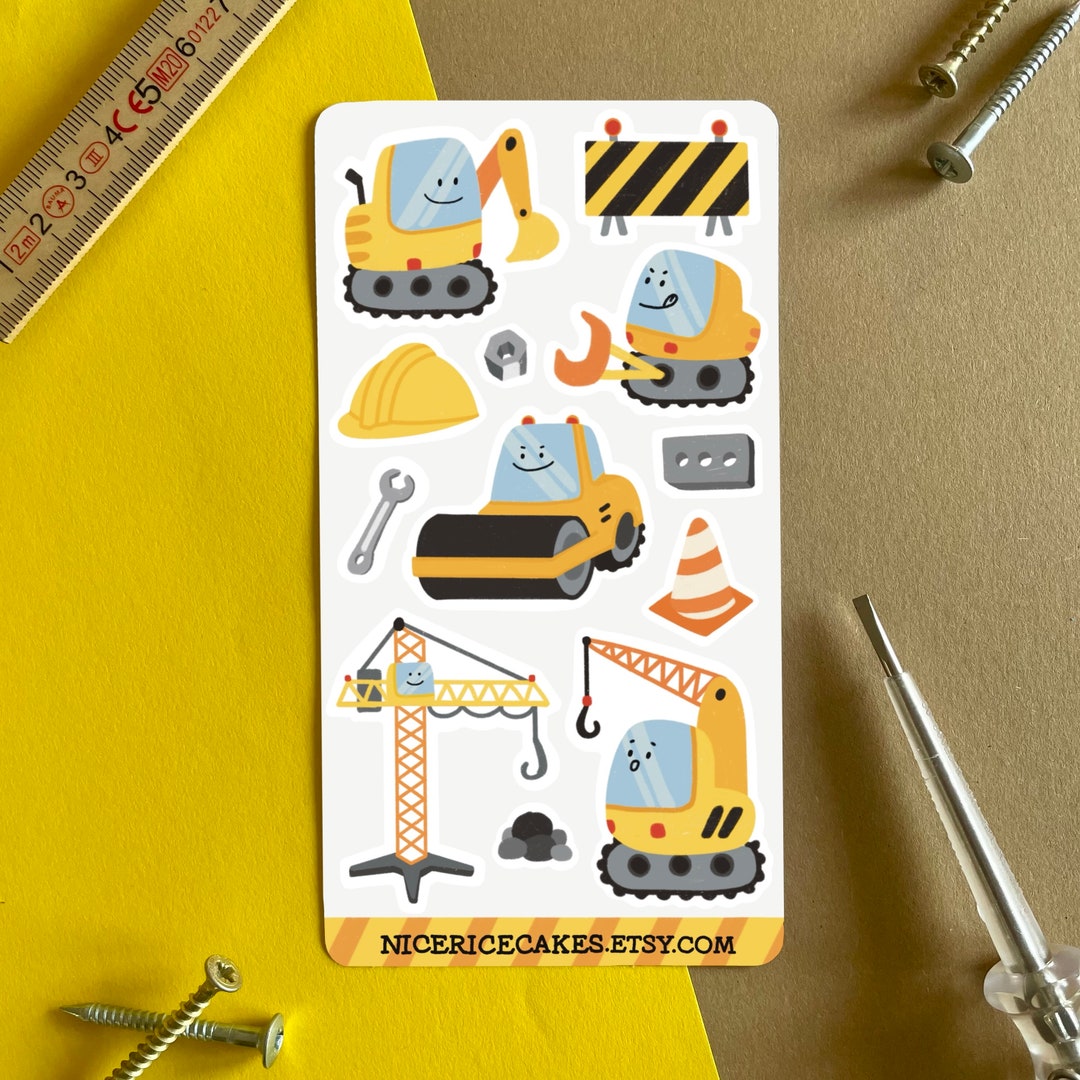 Excavators & Construction Site Vehicles Sticker Sheet Kids Stickers ...