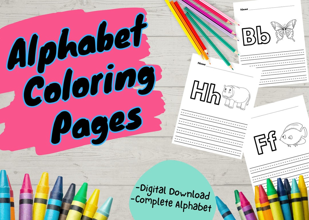 Alphabet Coloring and Writing Pages - Etsy