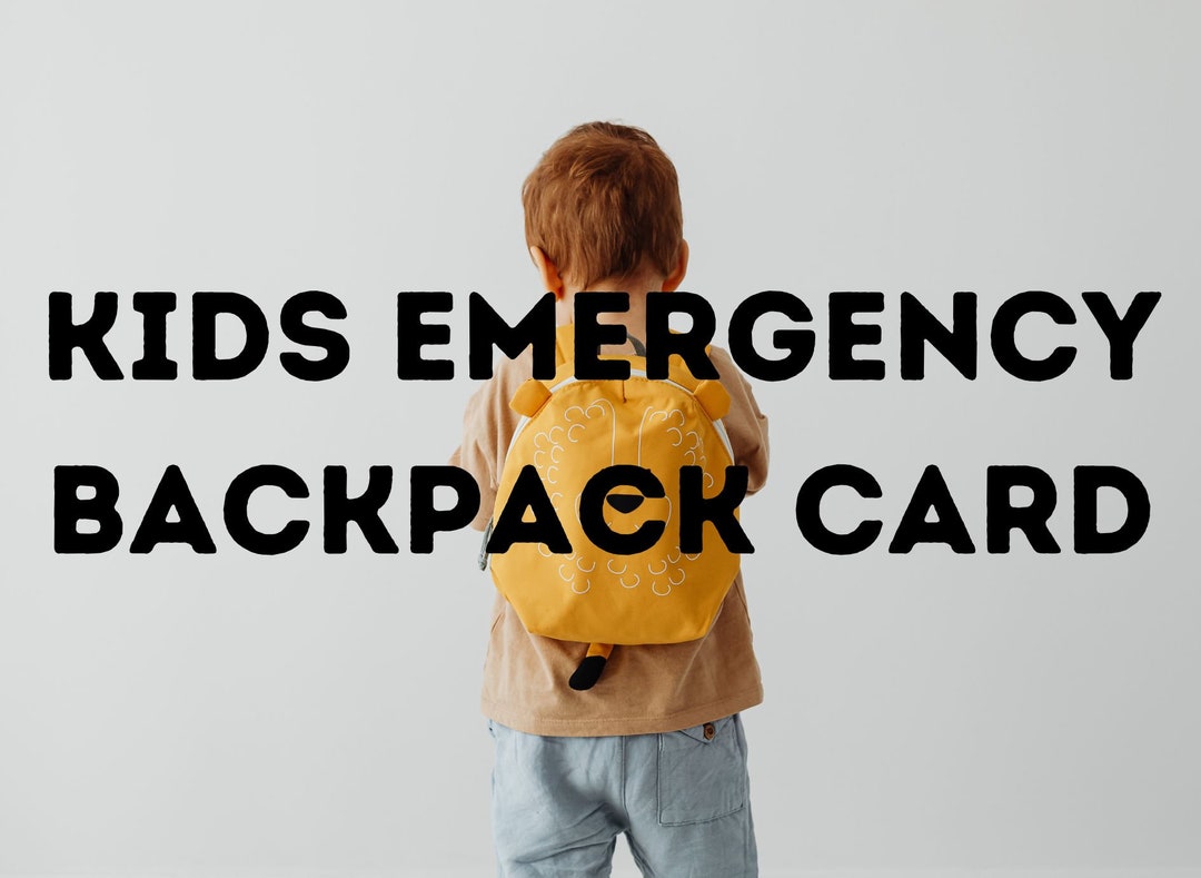 Kids Emergency Backpack Card - Etsy