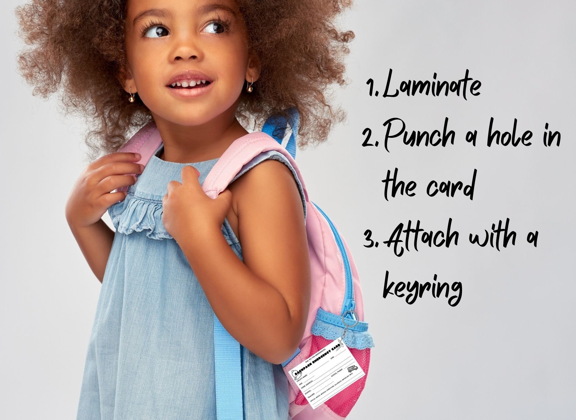 Kids Emergency Backpack Card - Etsy