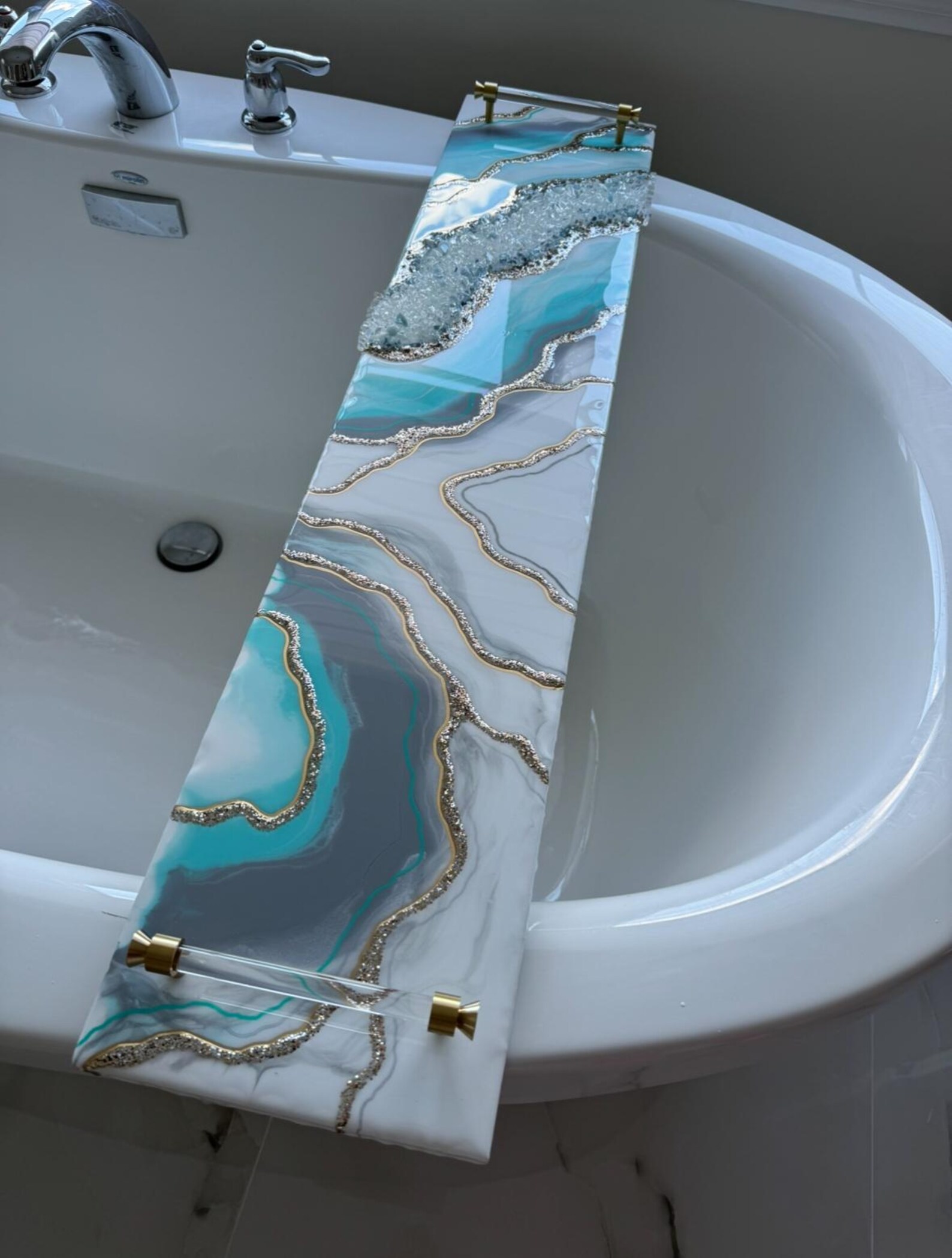 Epoxy Bathtub Tray: Wood Bath Caddy - Spa Bathroom Decor - Etsy
