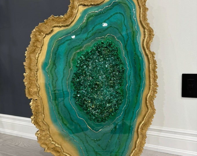 Simply Sage Resin Art, Geode Style, Lux Decor, Wall Art - Etsy