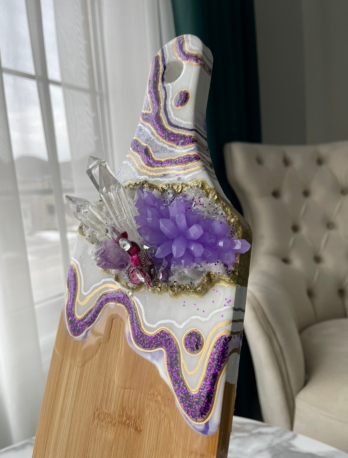 Handmade Charcuterie Boards/resin Cheese Board/geode/sunset Themed ...