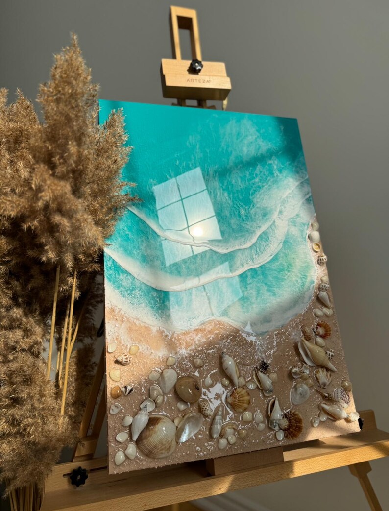 Resin Textured Sand Beach Technique / Resin Wall Art / Epoxy Painting ...