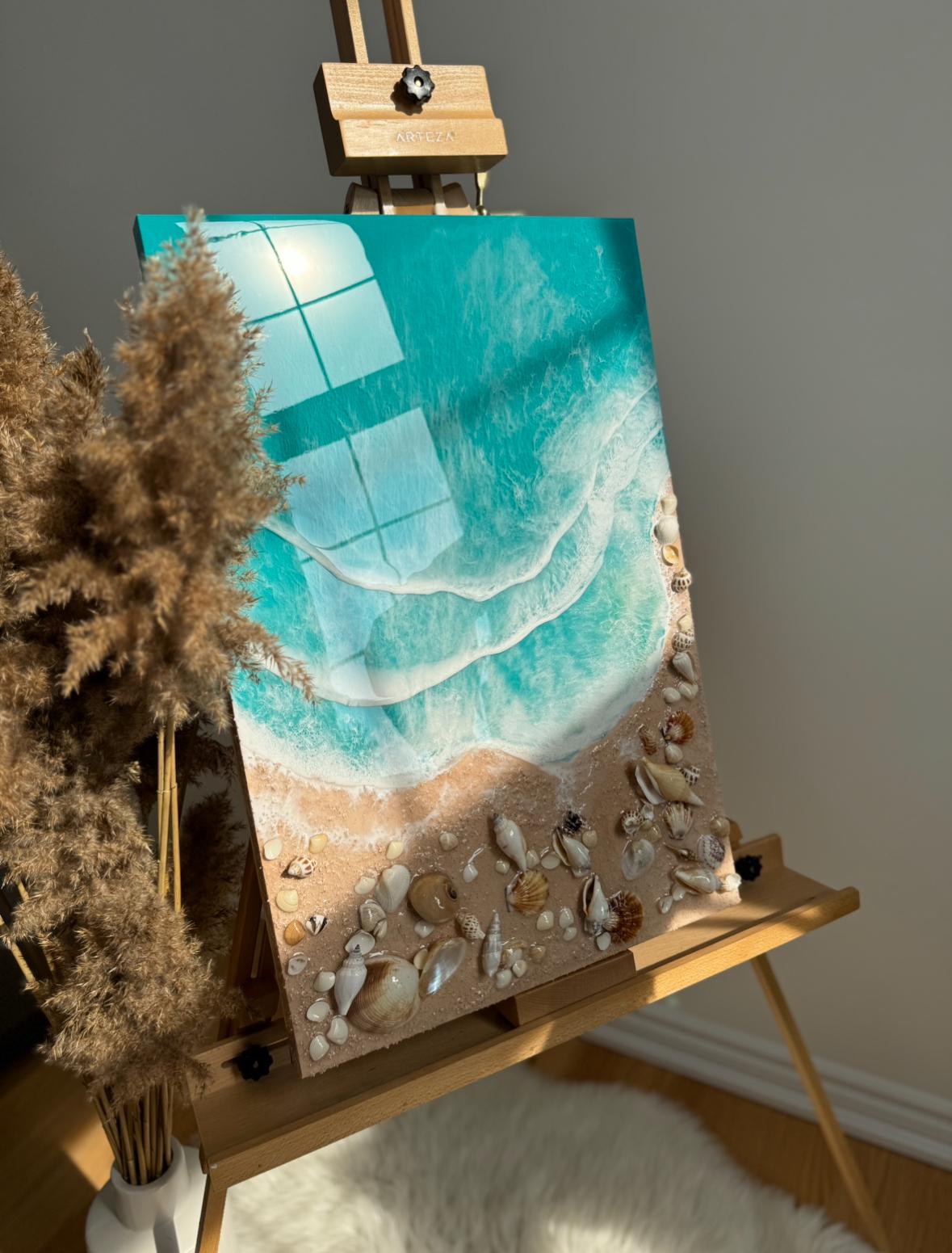 Resin Textured Sand Beach Technique / Resin Wall Art / Epoxy Painting ...