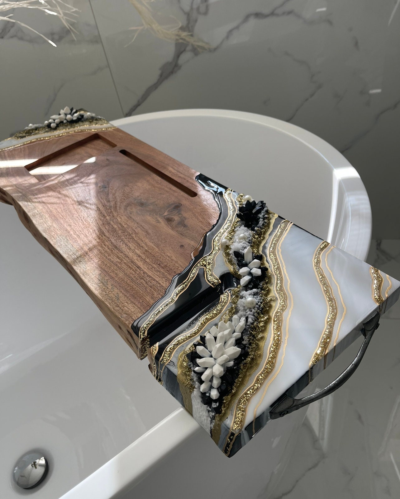 Bathtub Tray Epoxy Bath Caddy Wood Bath Board Bathroom Decor - Etsy