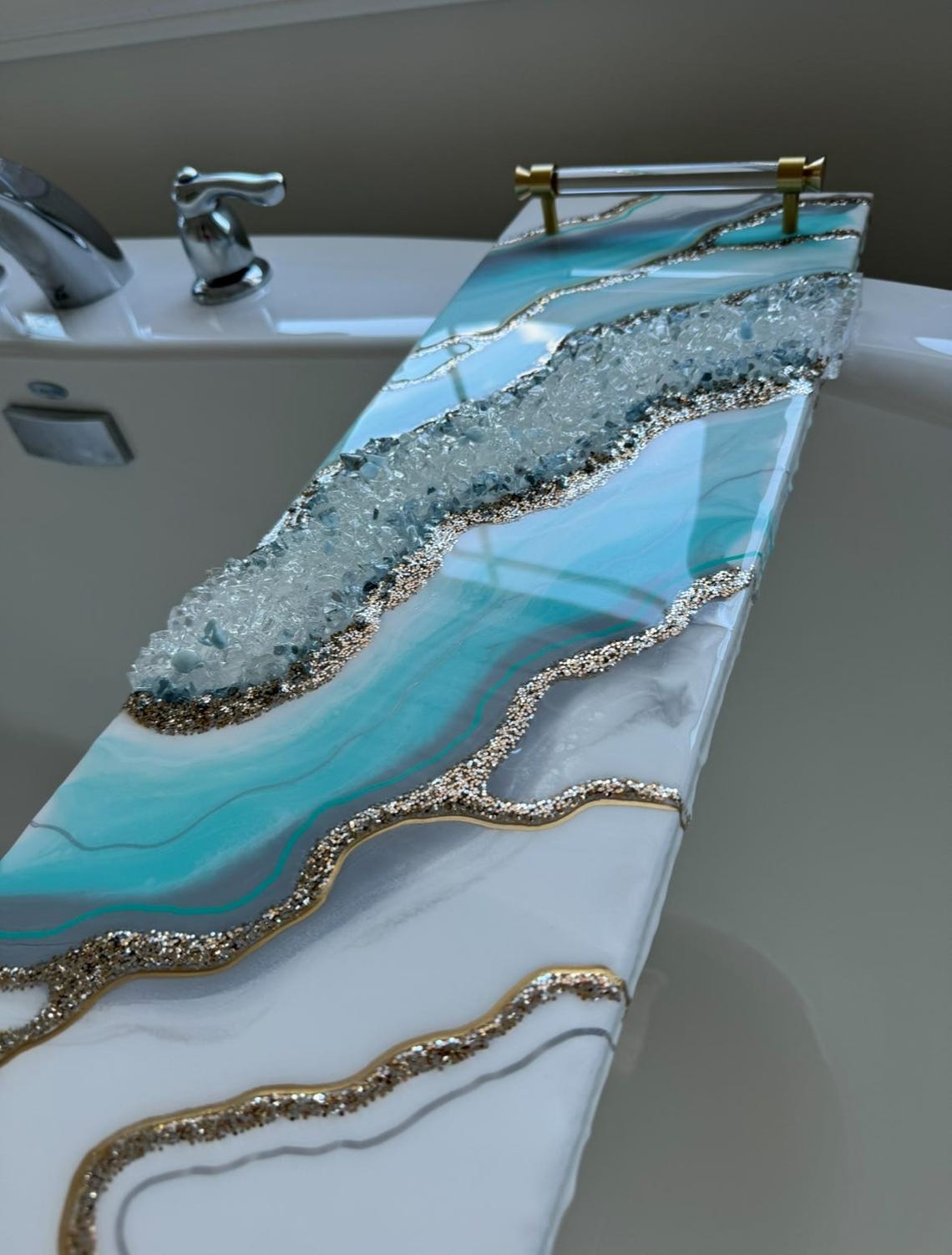 Epoxy Bathtub Tray: Wood Bath Caddy - Spa Bathroom Decor - Etsy