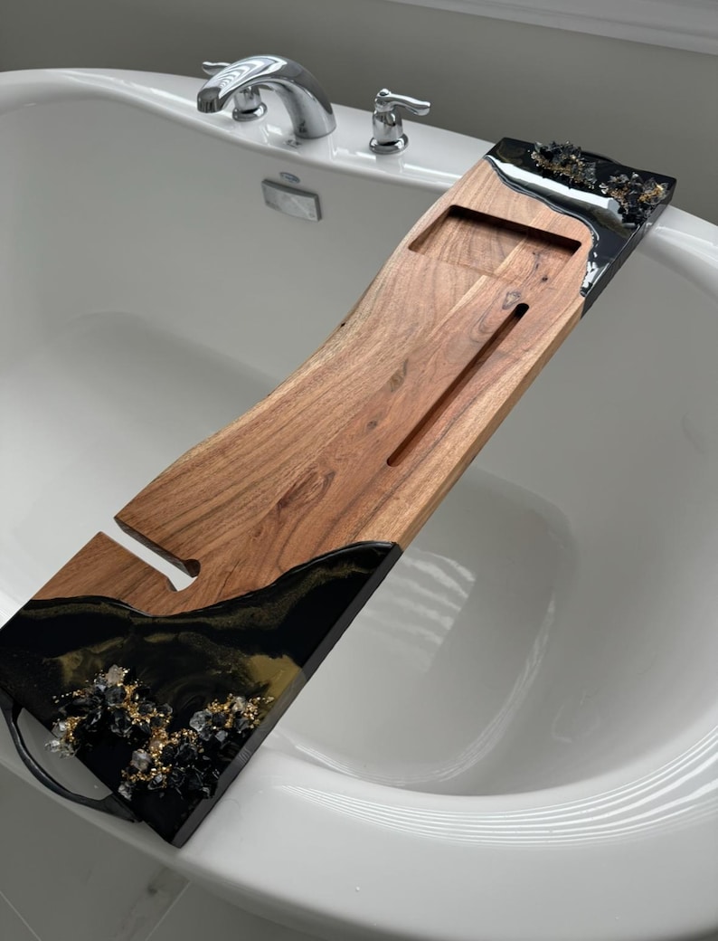 Bathtub Tray Epoxy Bath Caddy Wood Bath Board Bathroom Decor - Etsy