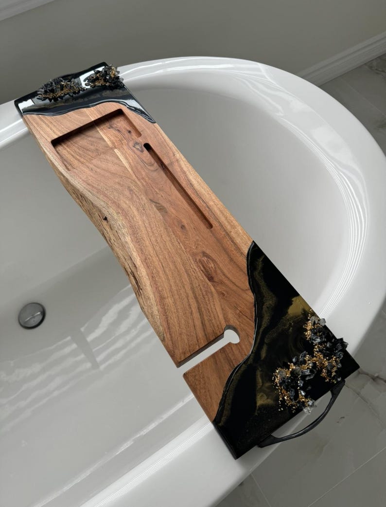 Bathtub Tray Epoxy Bath Caddy Wood Bath Board Bathroom Decor - Etsy