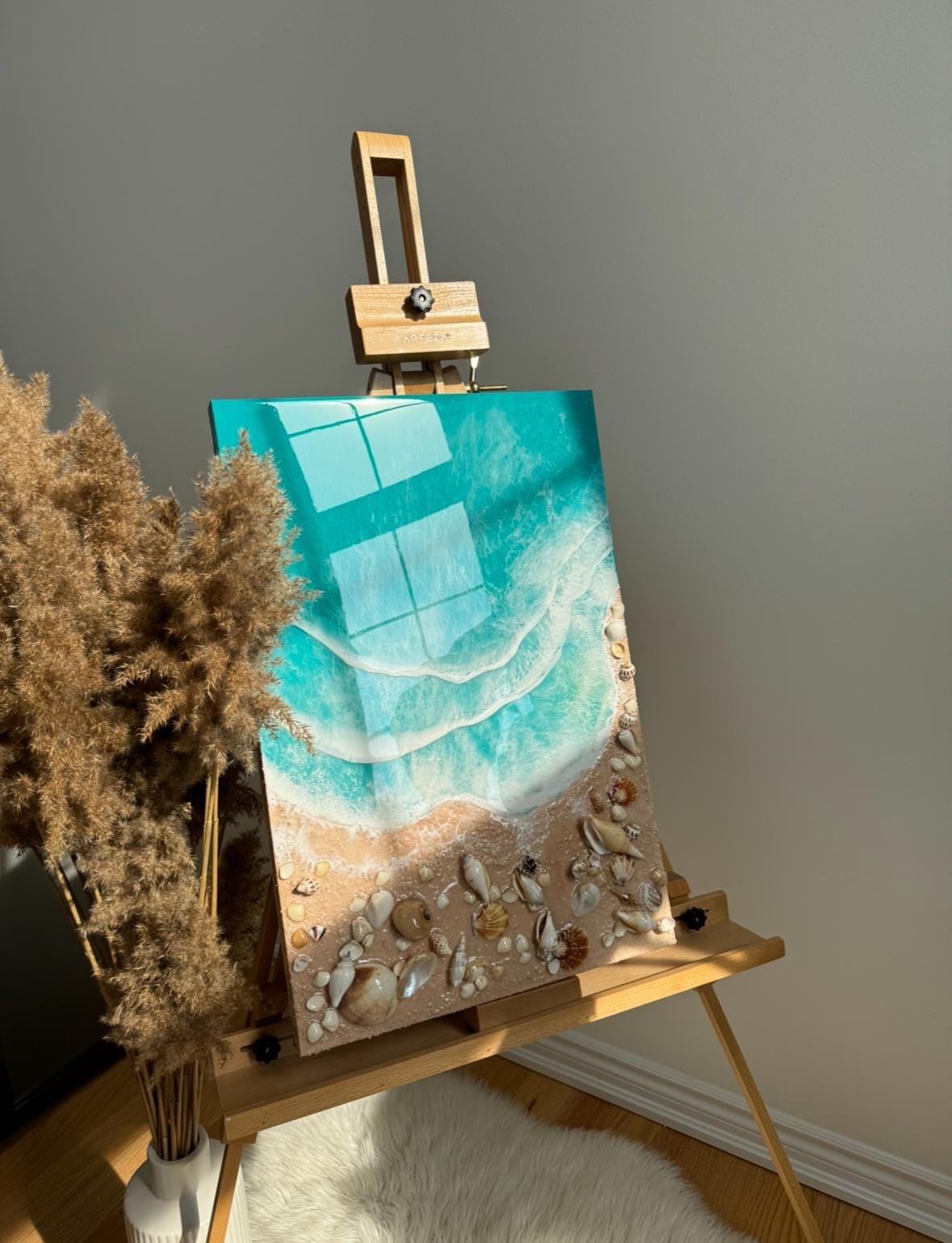 Resin Textured Sand Beach Technique / Resin Wall Art / Epoxy Painting ...