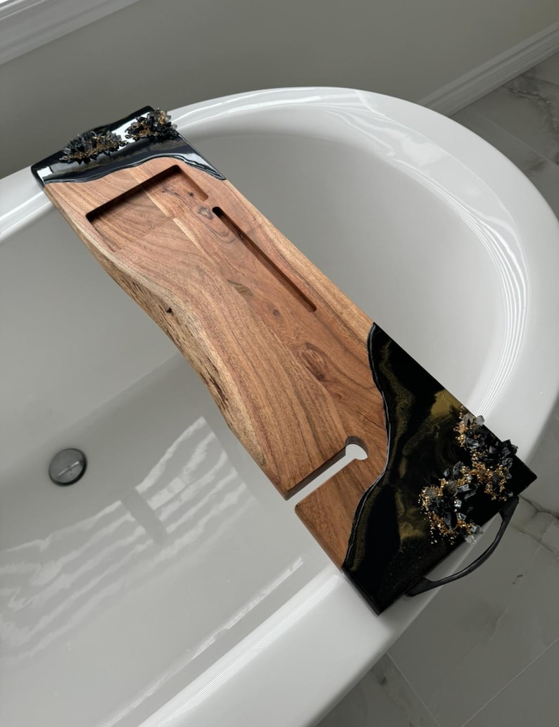 Bathtub Tray Epoxy Bath Caddy Wood Bath Board Bathroom Decor - Etsy