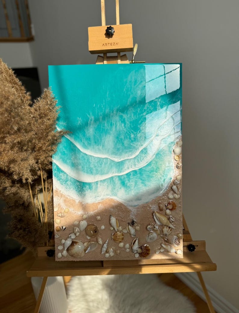 Resin Textured Sand Beach Technique / Resin Wall Art / Epoxy Painting ...