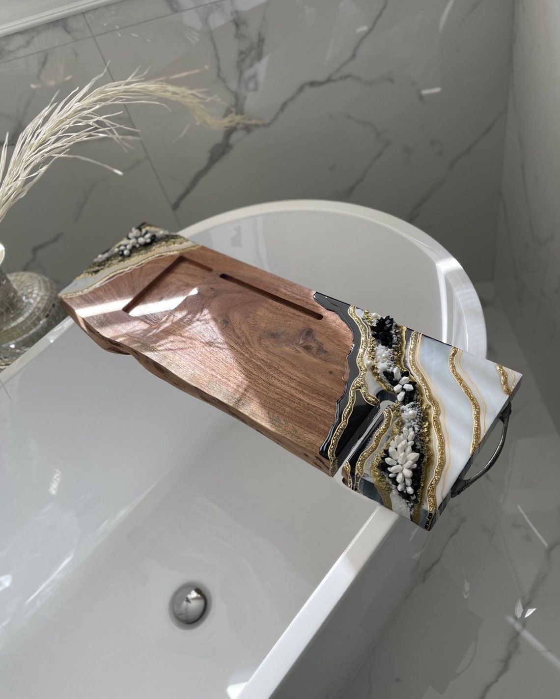 Bathtub Tray Epoxy Bath Caddy Wood Bath Board Bathroom Decor - Etsy