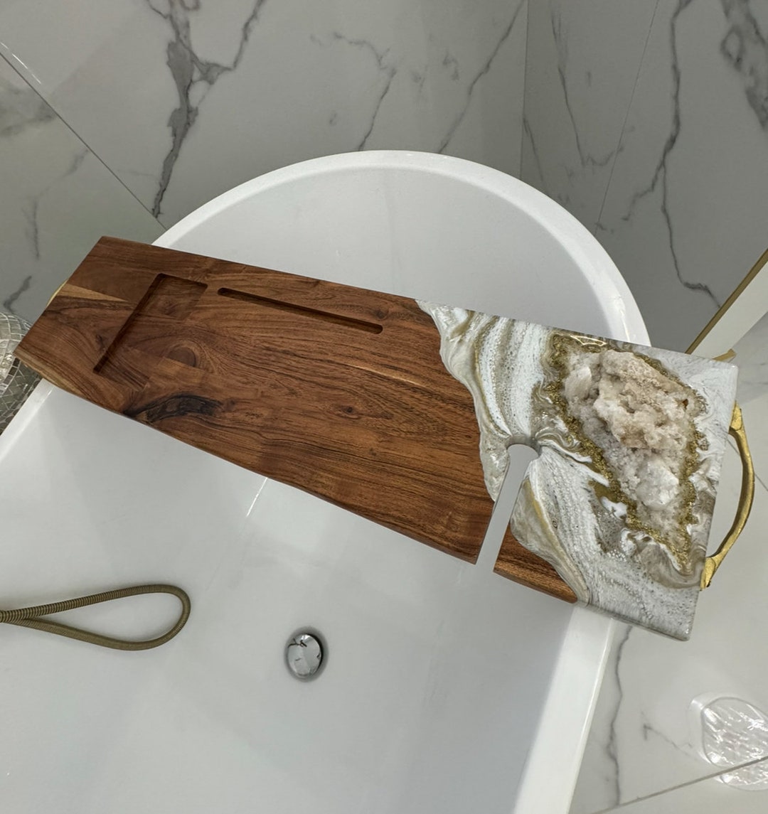 Bathtub Tray Epoxy Bath Caddy Wood Bath Board Bathroom Decor - Etsy
