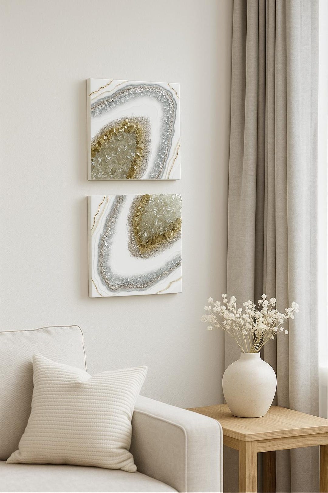 Handmade Resin Geode Wall Art: Epoxy Painting, Glitter Decor (8x8 ...