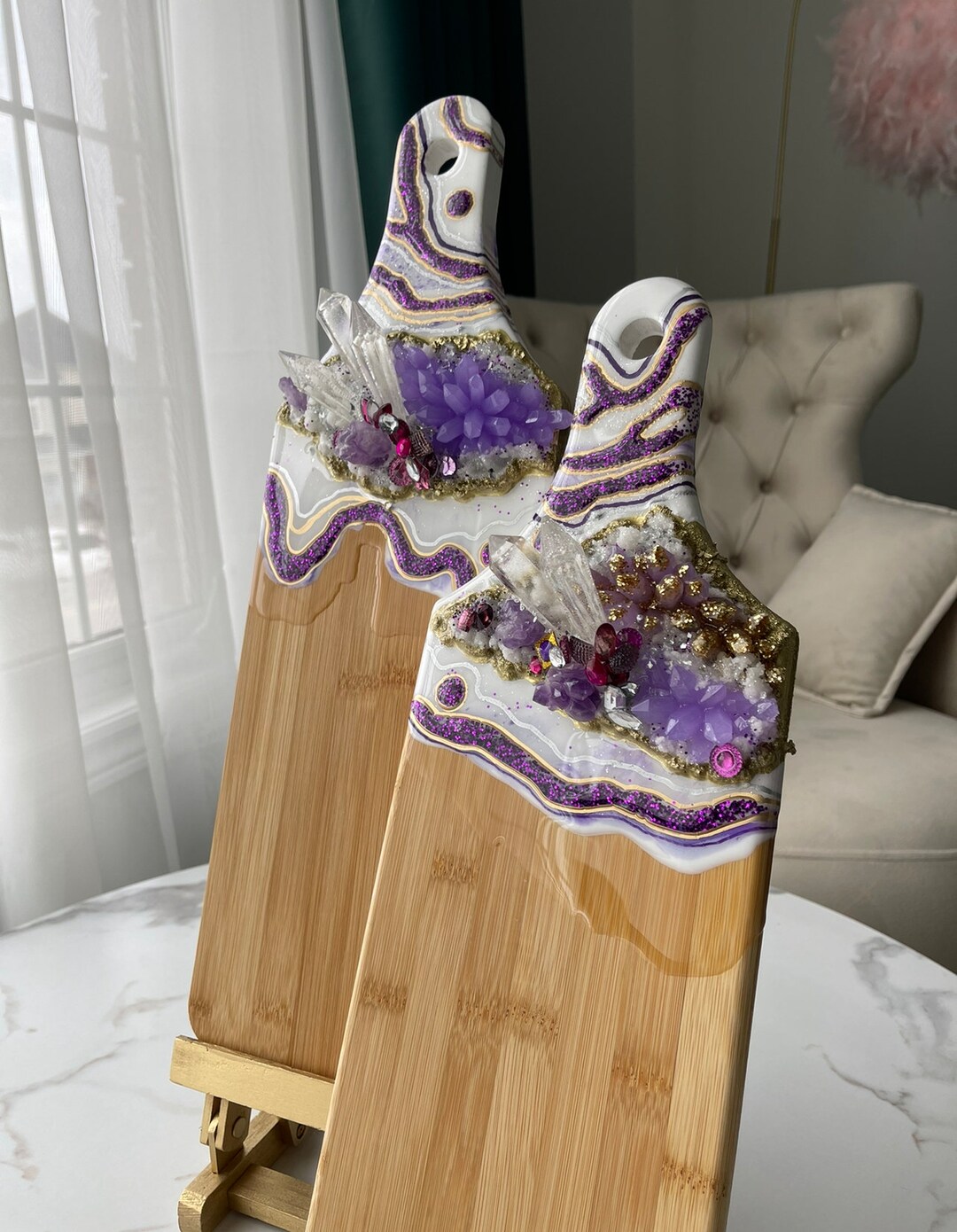 Handmade Charcuterie Boards/resin Cheese Board/geode/sunset Themed ...