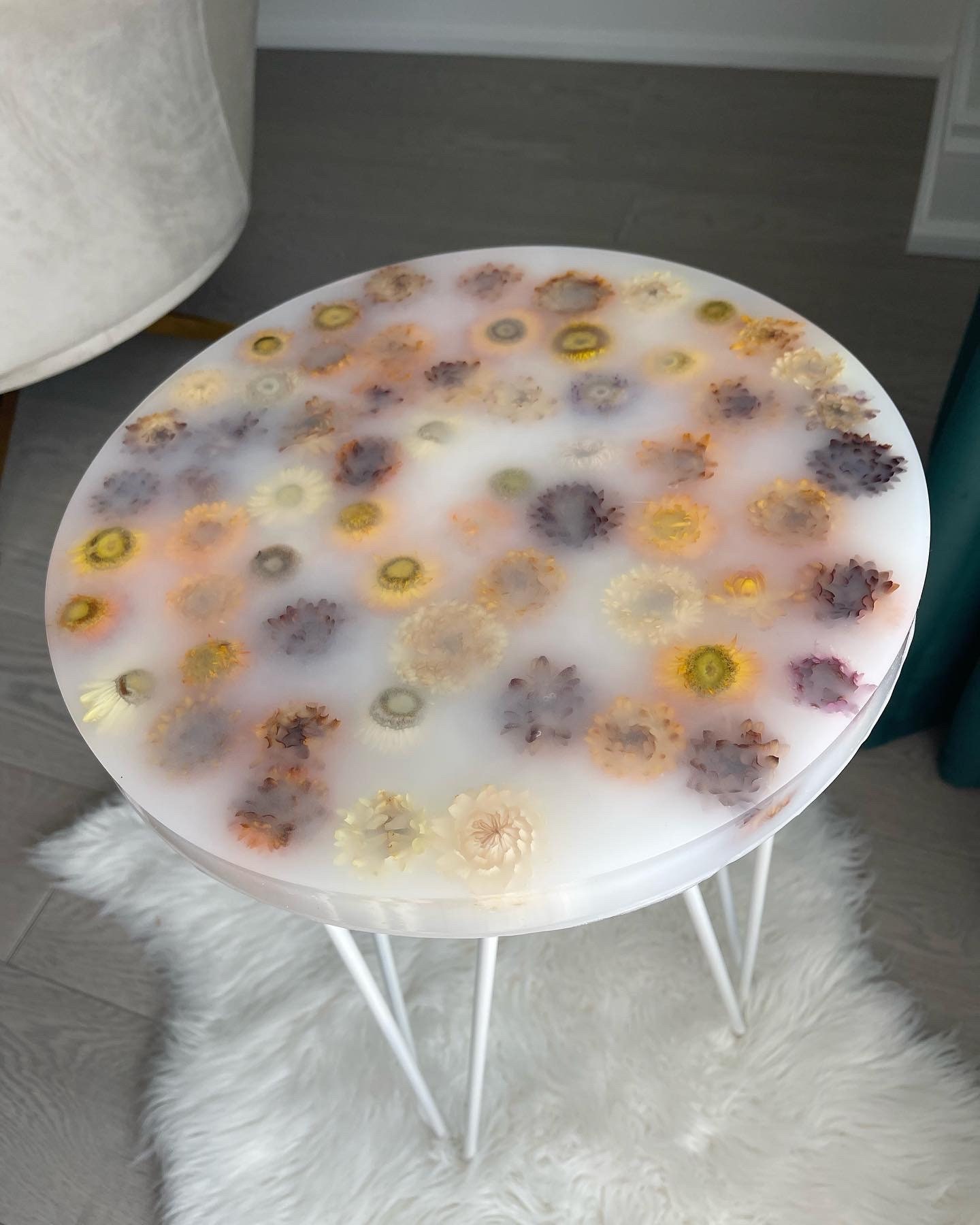 Epoxy Table With Real Pressed Flowers / Resin Table / Coffee Table ...