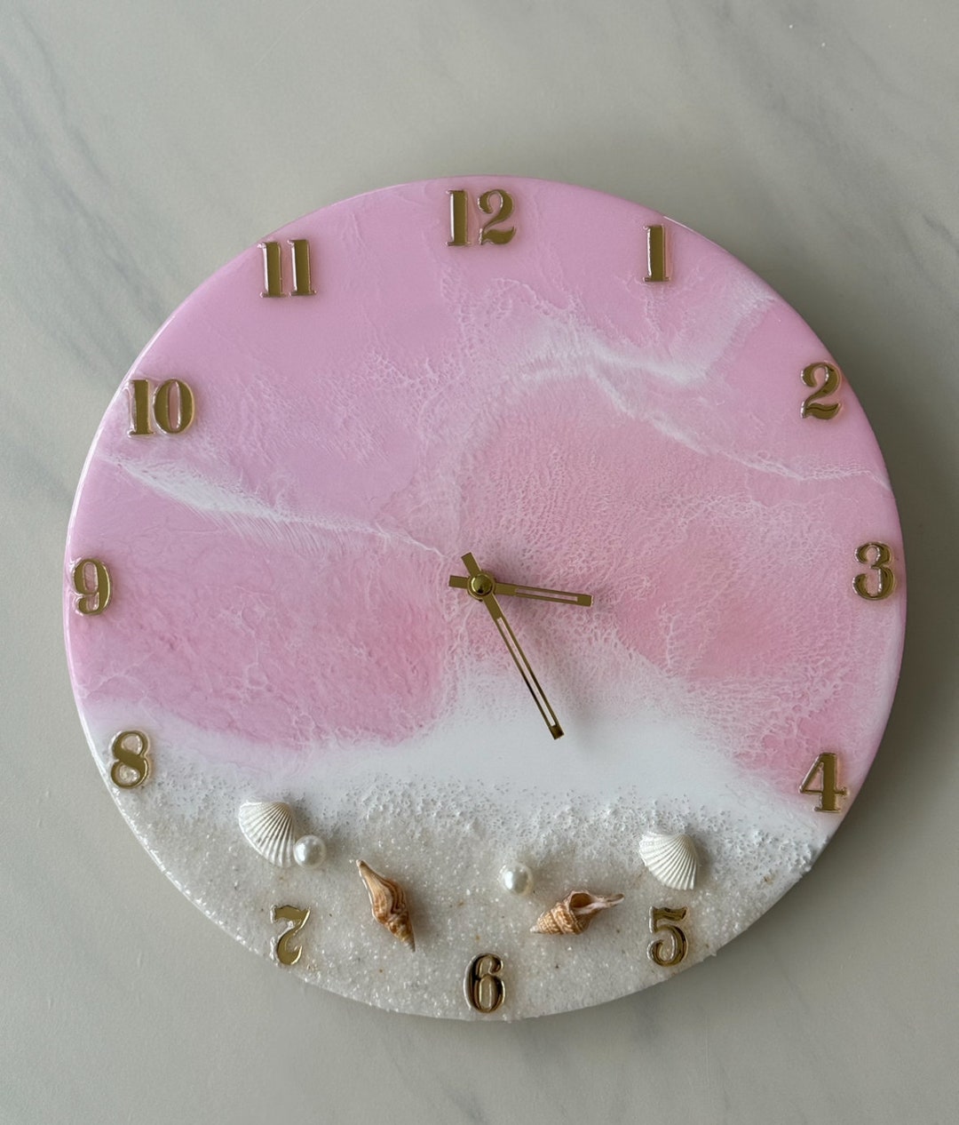 Pink and White Wall Clock, Epoxy Pink Wall Clock, Modern Wall Clock ...