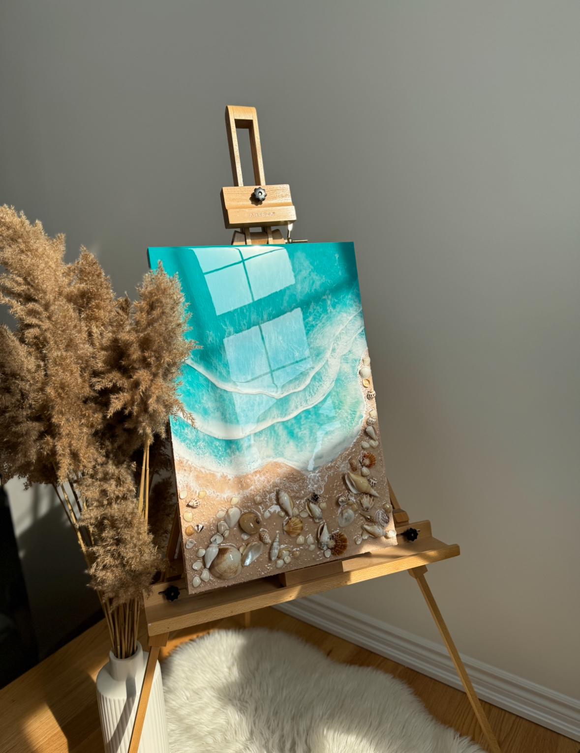 Resin Textured Sand Beach Technique / Resin Wall Art / Epoxy Painting ...