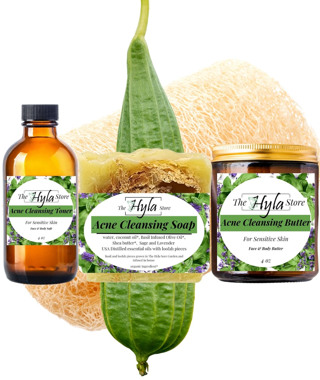Acne Skincare Kit With Loofah Pieces - Etsy