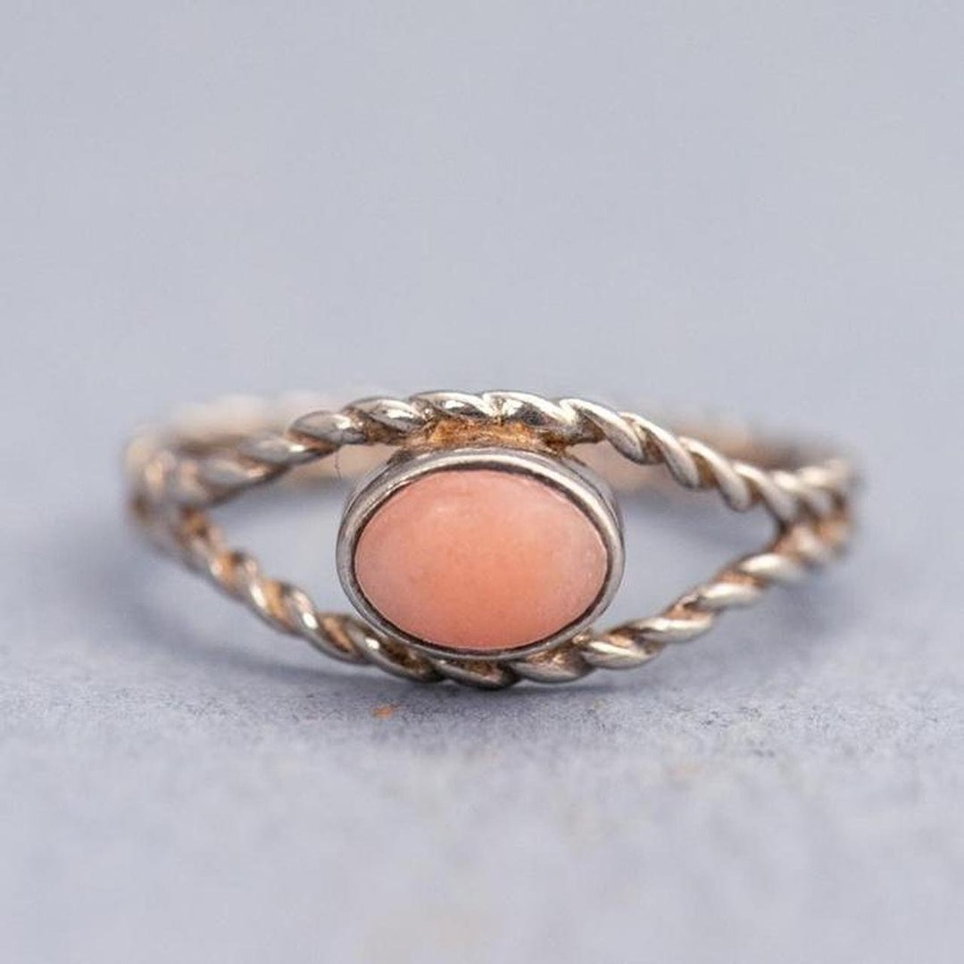 Natural Mediterranean Coral Ring: Handmade 925 Sterling Silver ...