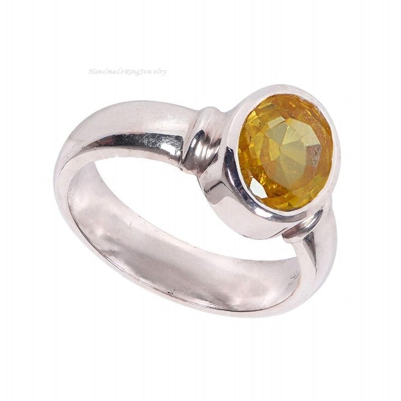 Natural Golden Topaz Ring 5.25CT Yellow Topaz Gemstone Ring Birthstone ...