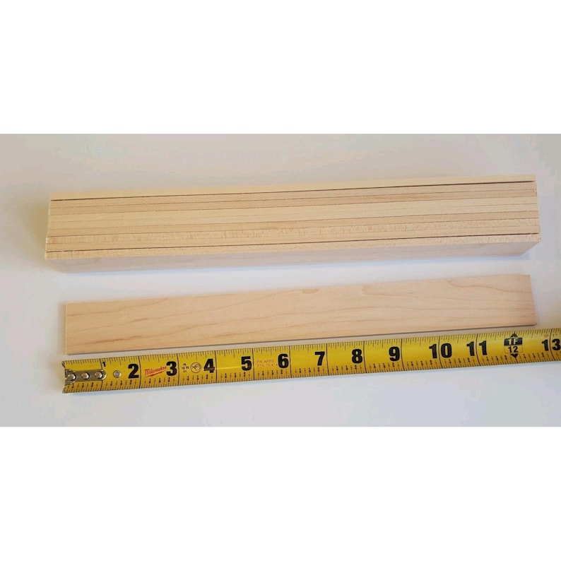 Lot of 10 Thin MAPLE Unfinished Lumber Wood Strips 12-3/4" X 1-3/8" X 3 ...
