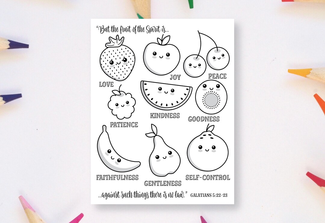 FRUIT of THE SPIRIT Sunday School Lesson Church Coloring Activity Page ...