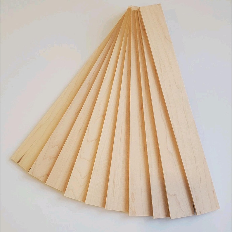 Lot of 10 Thin MAPLE Unfinished Lumber Wood Strips 12-3/4" X 1-3/8" X 3 ...