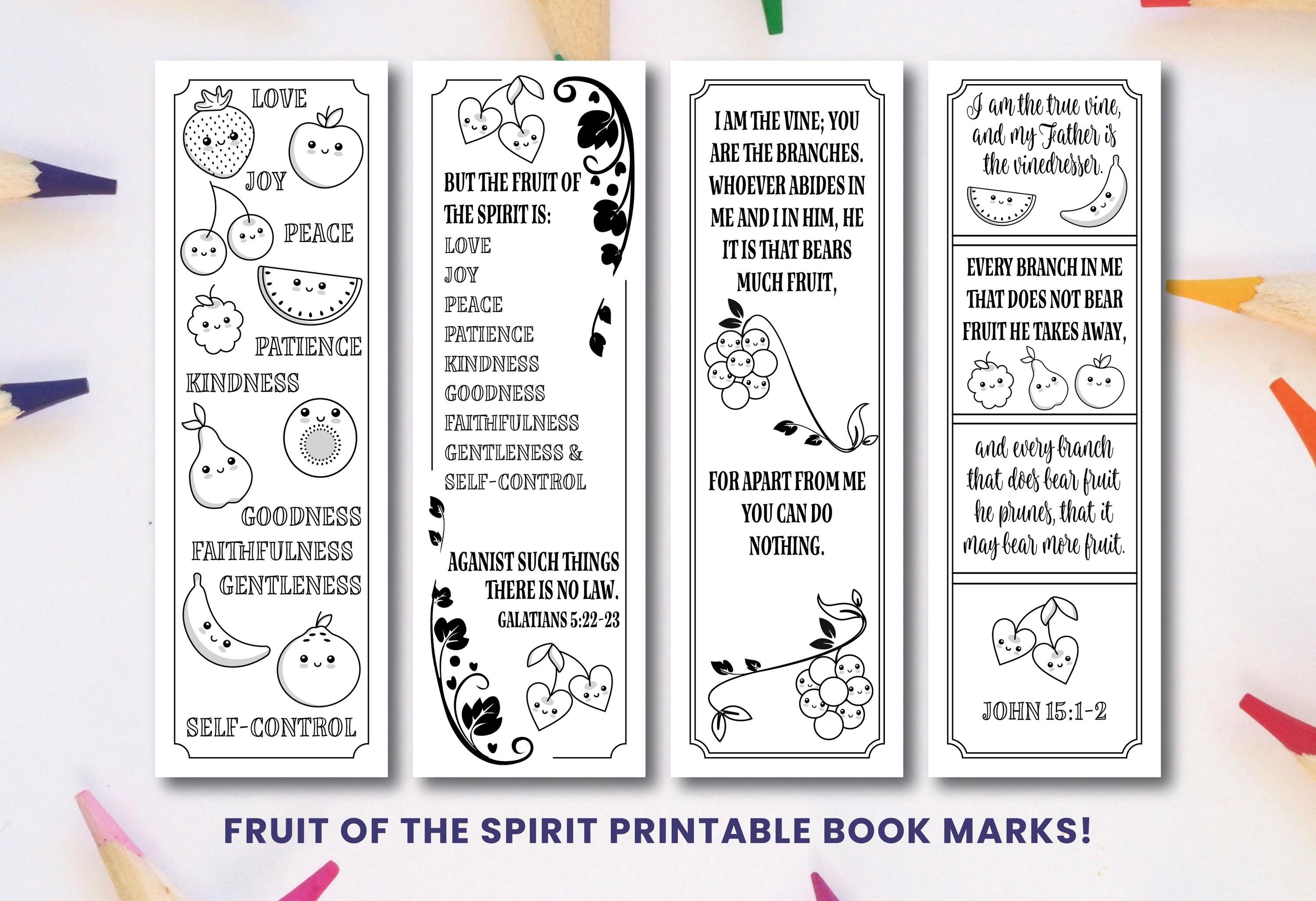 FRUIT of THE SPIRIT Book Marks Sunday School Lesson Church Coloring ...
