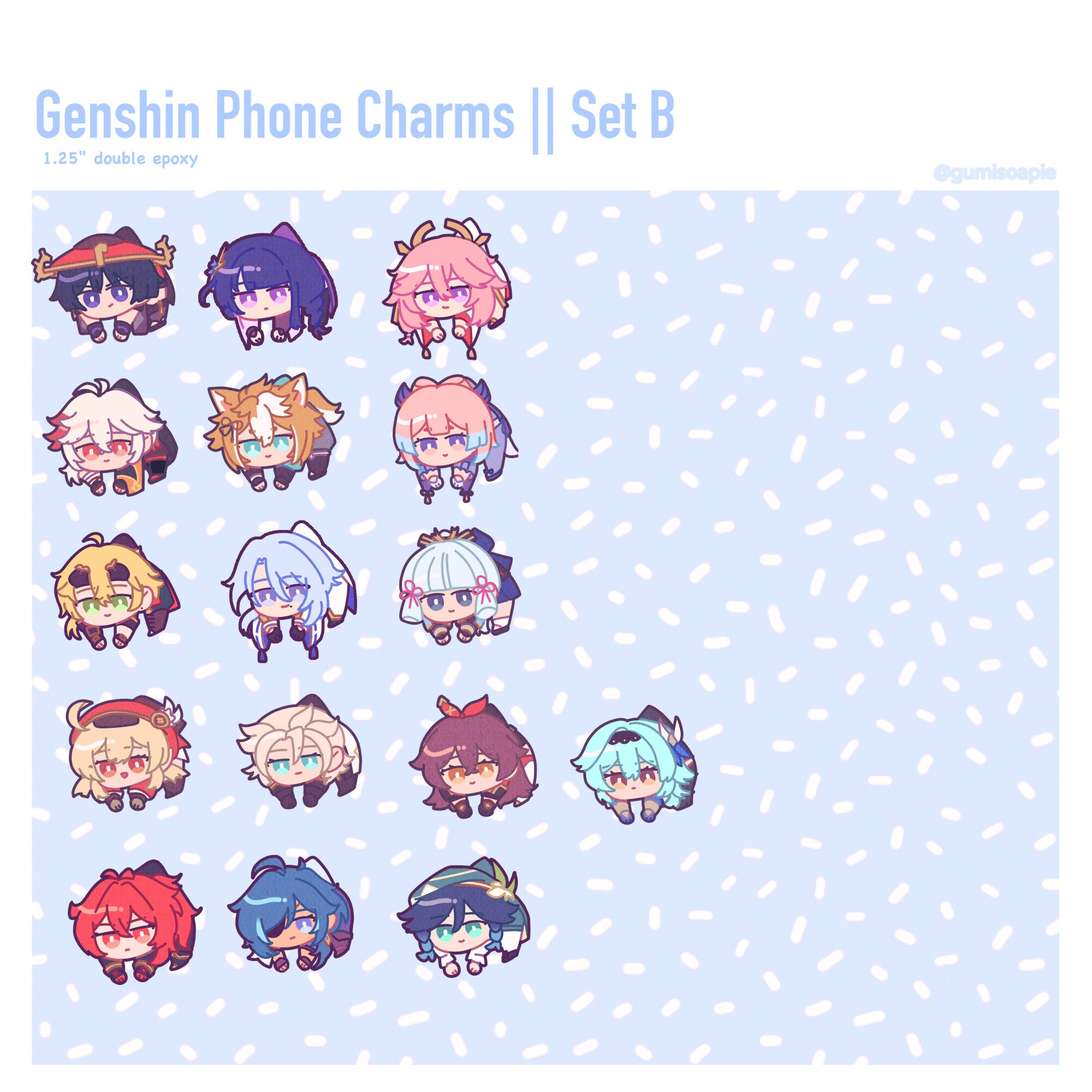 Genshin Smol Phone Charms Set B 1.25 Inch Acrylic Epoxy - Etsy