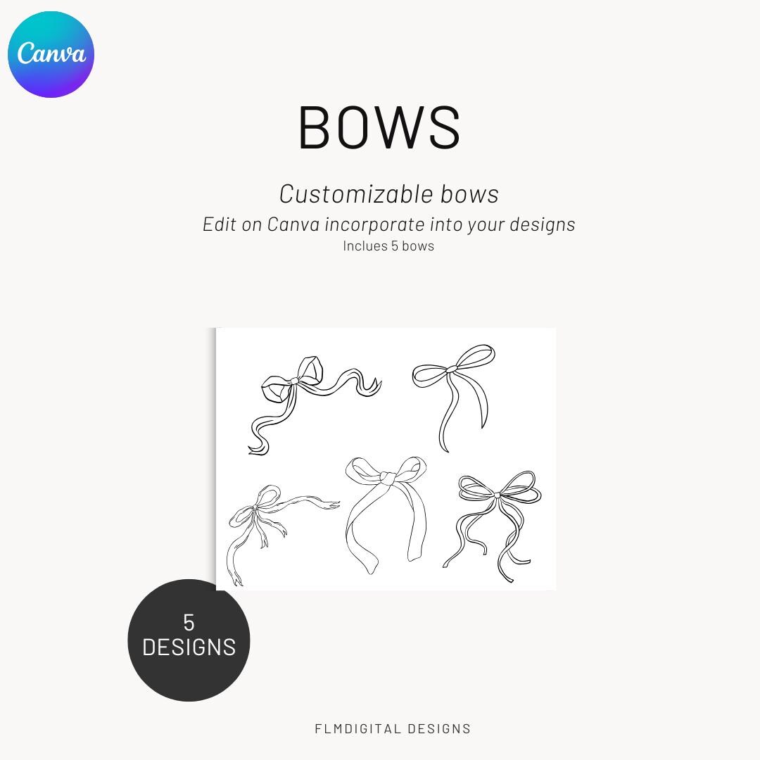 Editable Bows for Canva | Custom Bow Images - Etsy