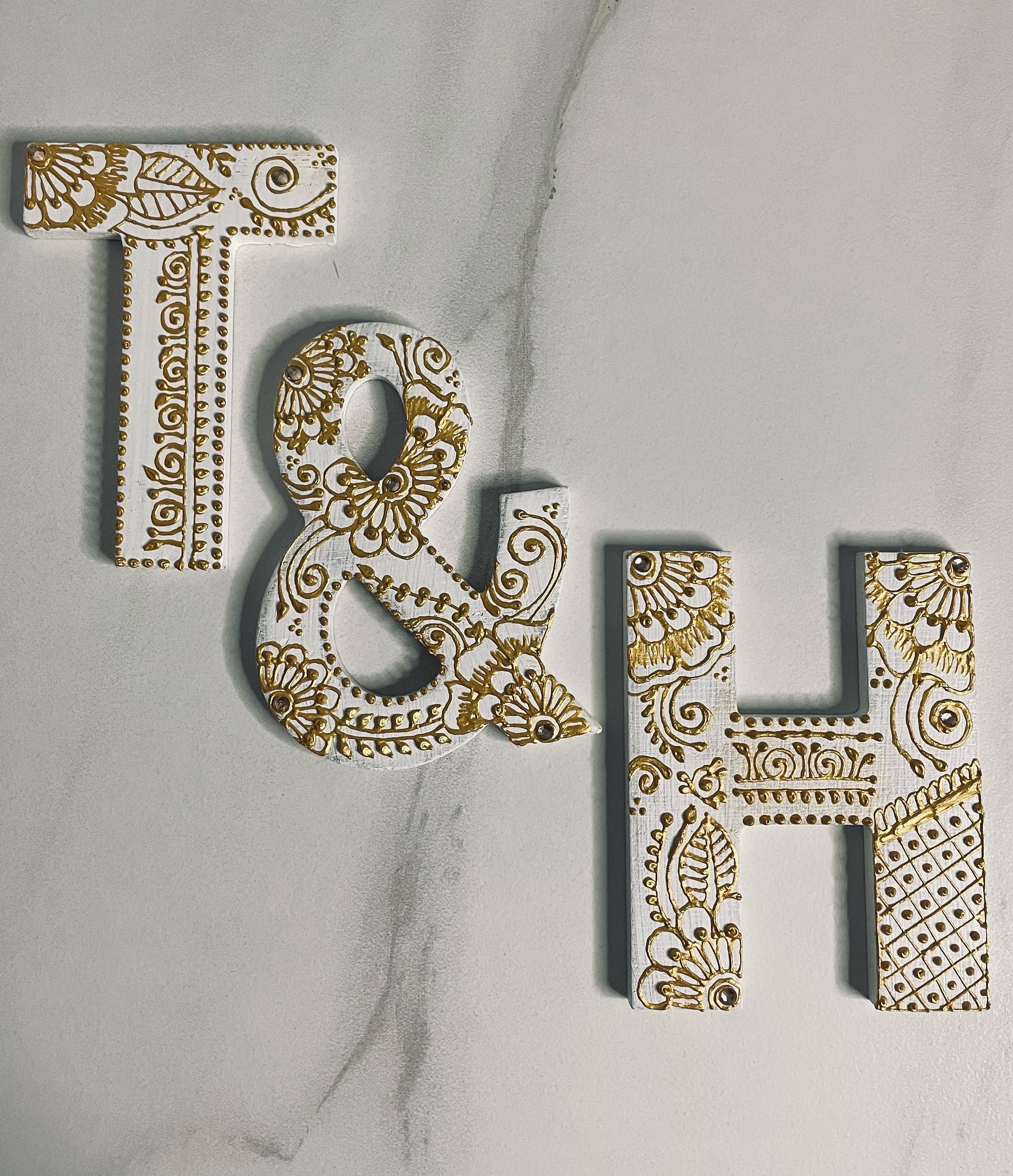 Henna Designed Mini Wooden Letters / Hand Painted / Decor / Wooden ...