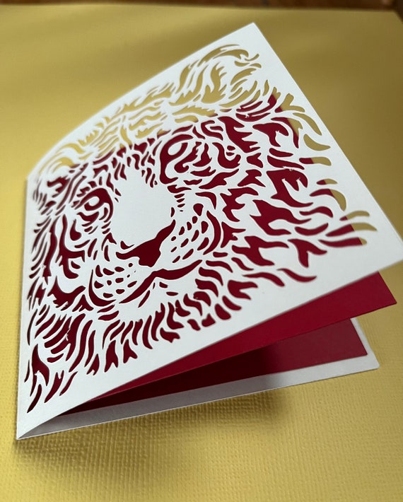 Paper & Party Supplies Handmade Tiger Papercut Greeting Card Blank ...