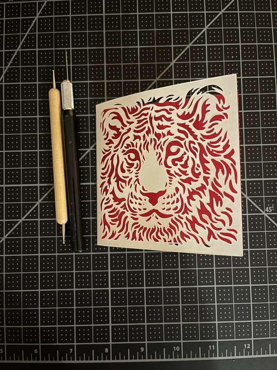 Paper & Party Supplies Handmade Tiger Papercut Greeting Card Blank ...