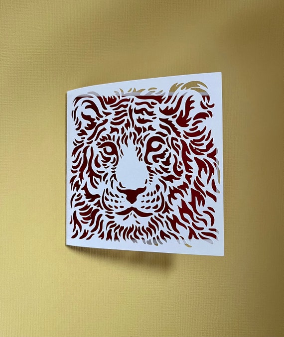 Paper & Party Supplies Handmade Tiger Papercut Greeting Card Blank ...