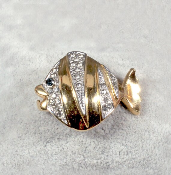 March Fish Brooch Crystals Gold Metal Small Fish Brooch | Etsy