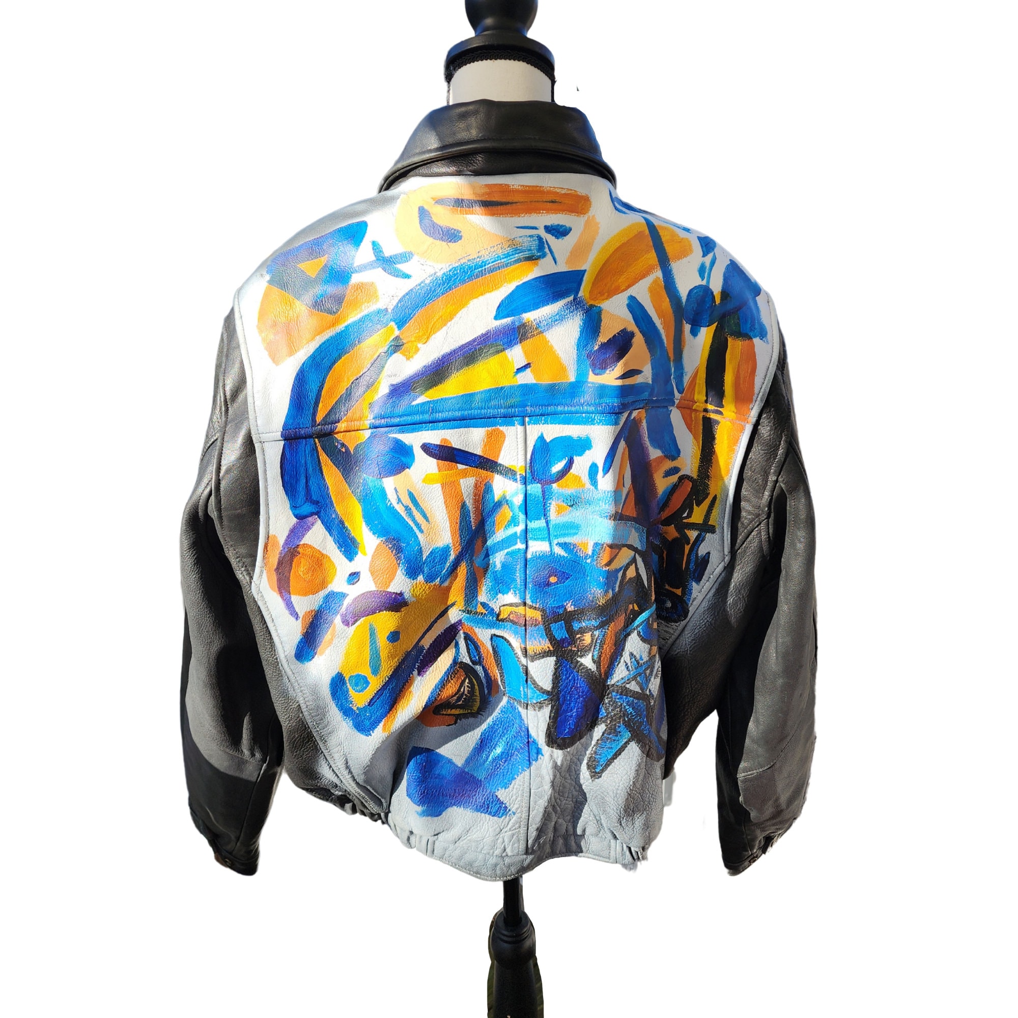 Vintage Abstract Hand-painted Leather Jacket - Etsy