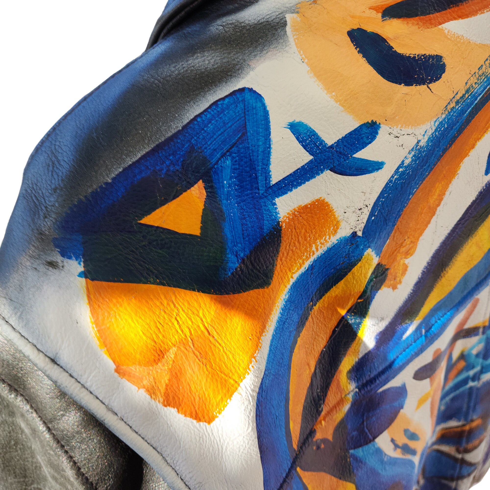Vintage Abstract Hand-painted Leather Jacket - Etsy