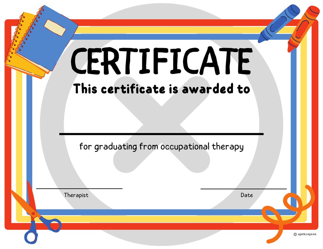 OT Graduation Certificate, Pediatrics - Etsy