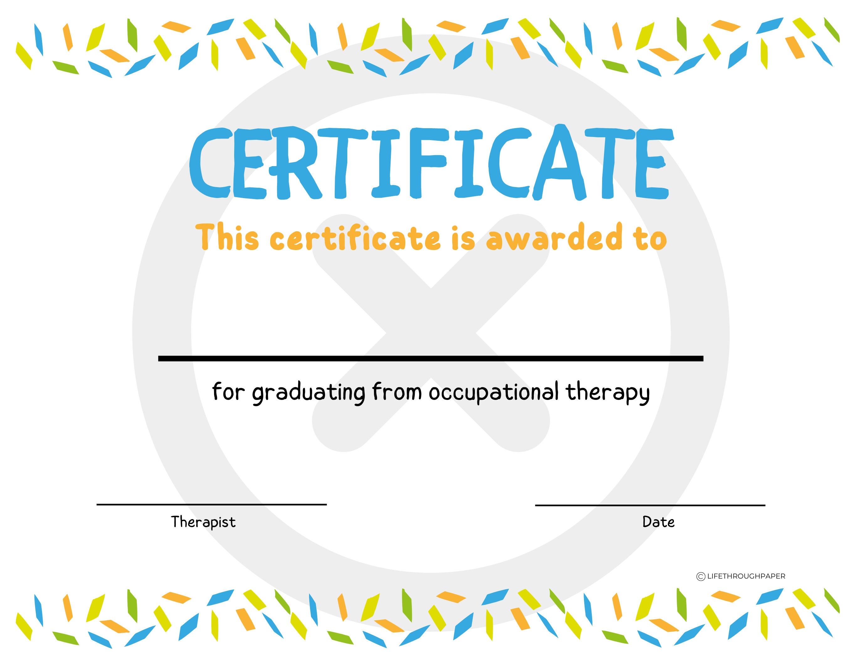 Occupational Therapy Certificate Outline