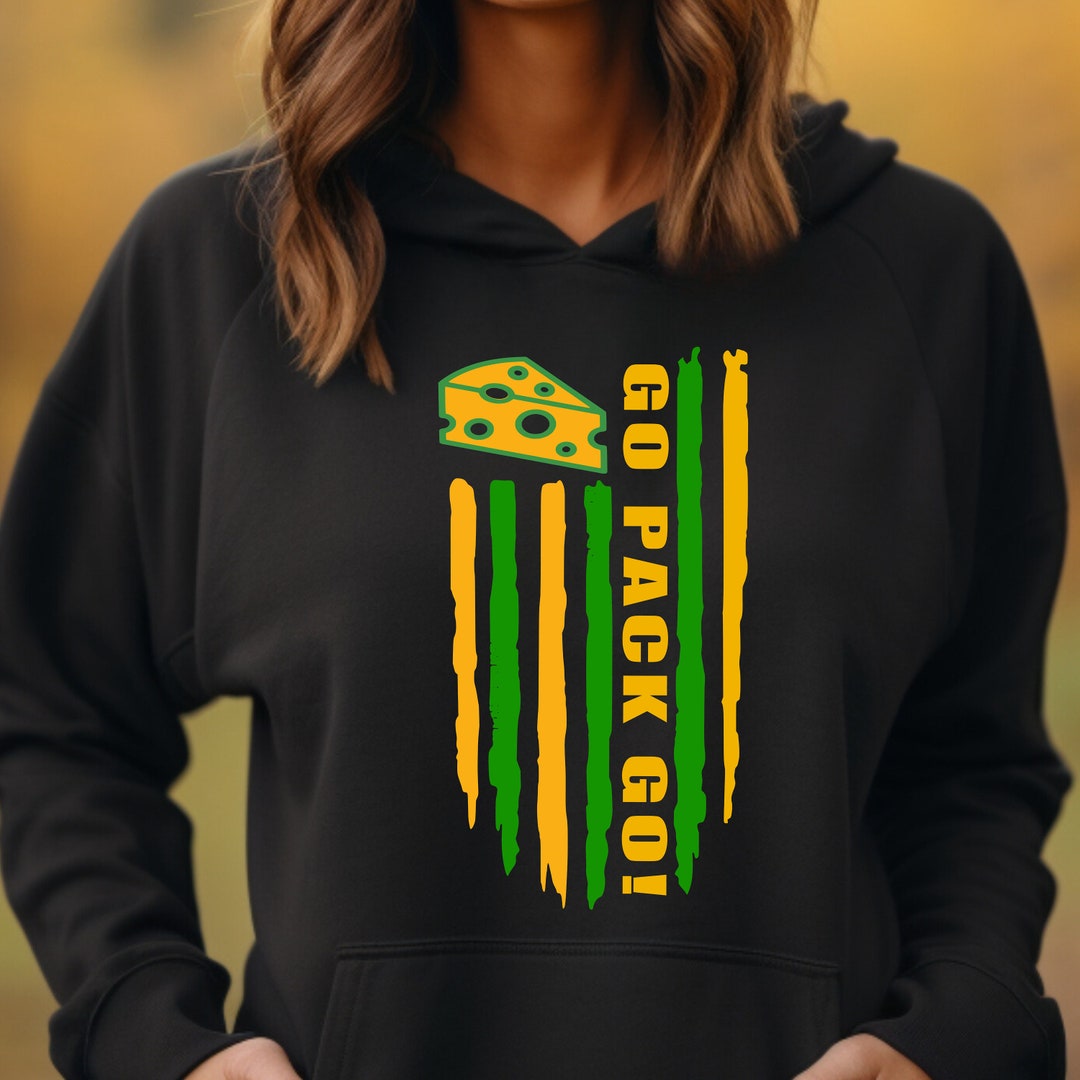 Cheesehead Packer Flag Hooded Sweatshirt - Etsy