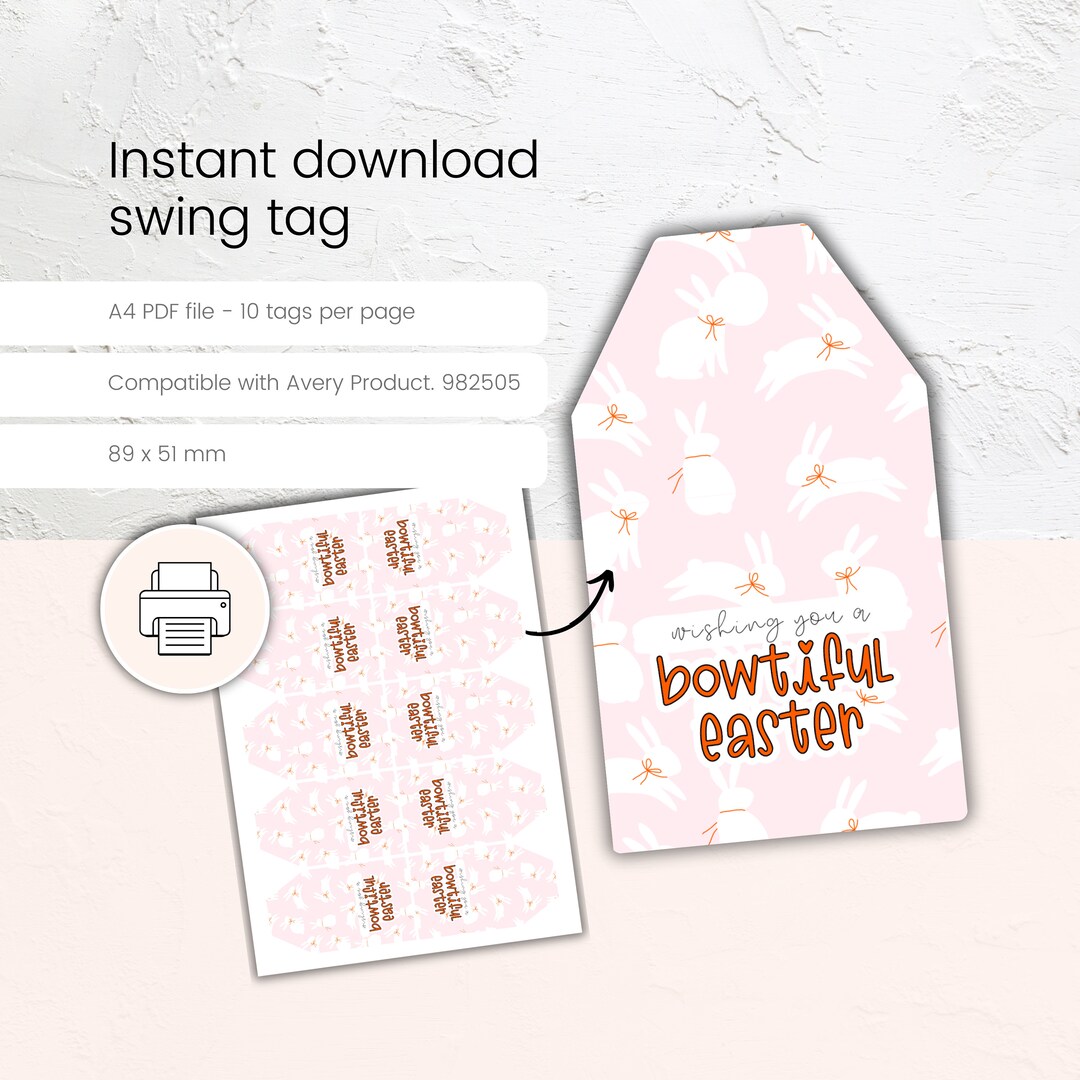 DIGITAL Easter PRINTABLE Swing Tags 89 X 51 Mm Instant Download A4 PDF ...