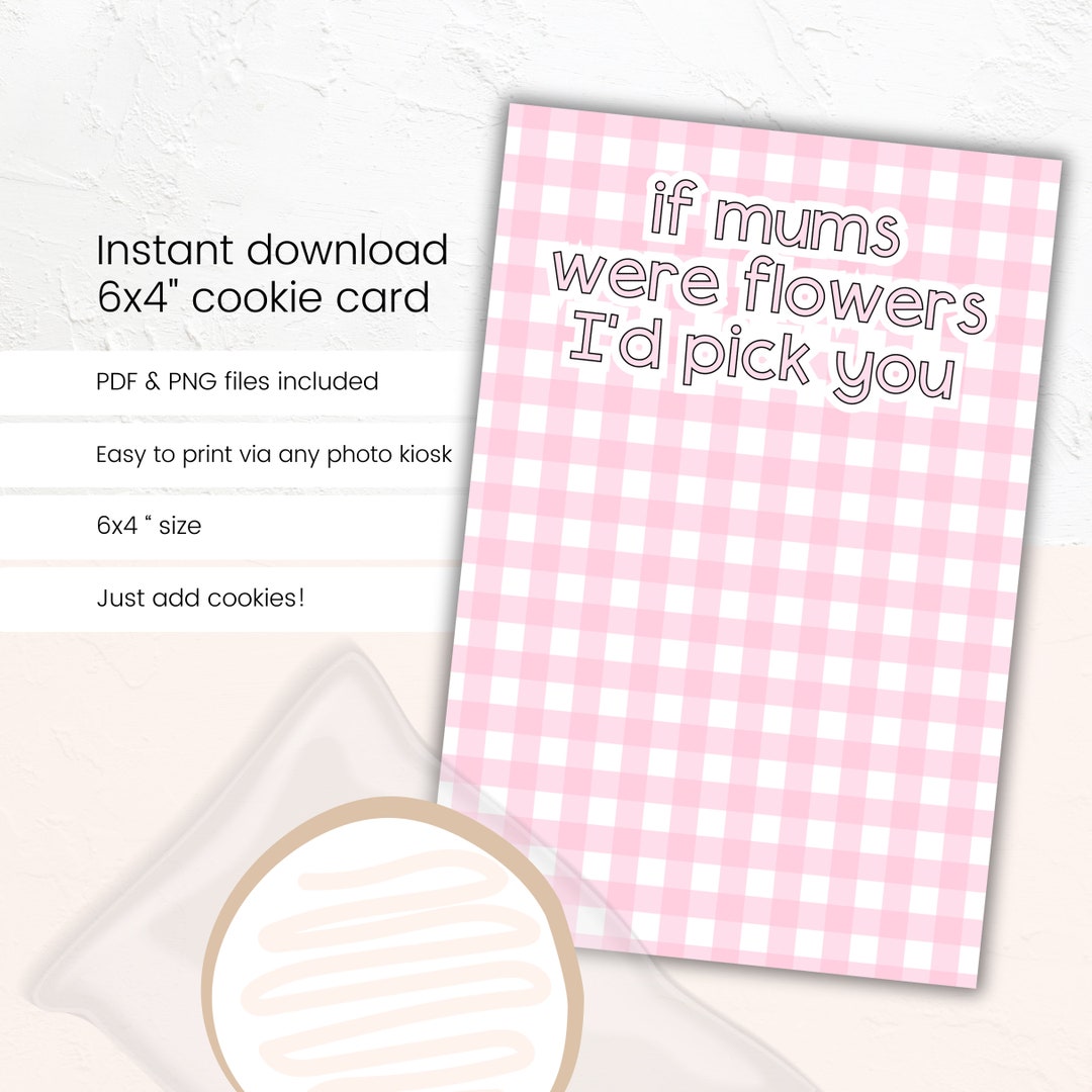 DIGITAL Mothers Day Printable Cookie Card | 6x4 Inch | Instant Download ...
