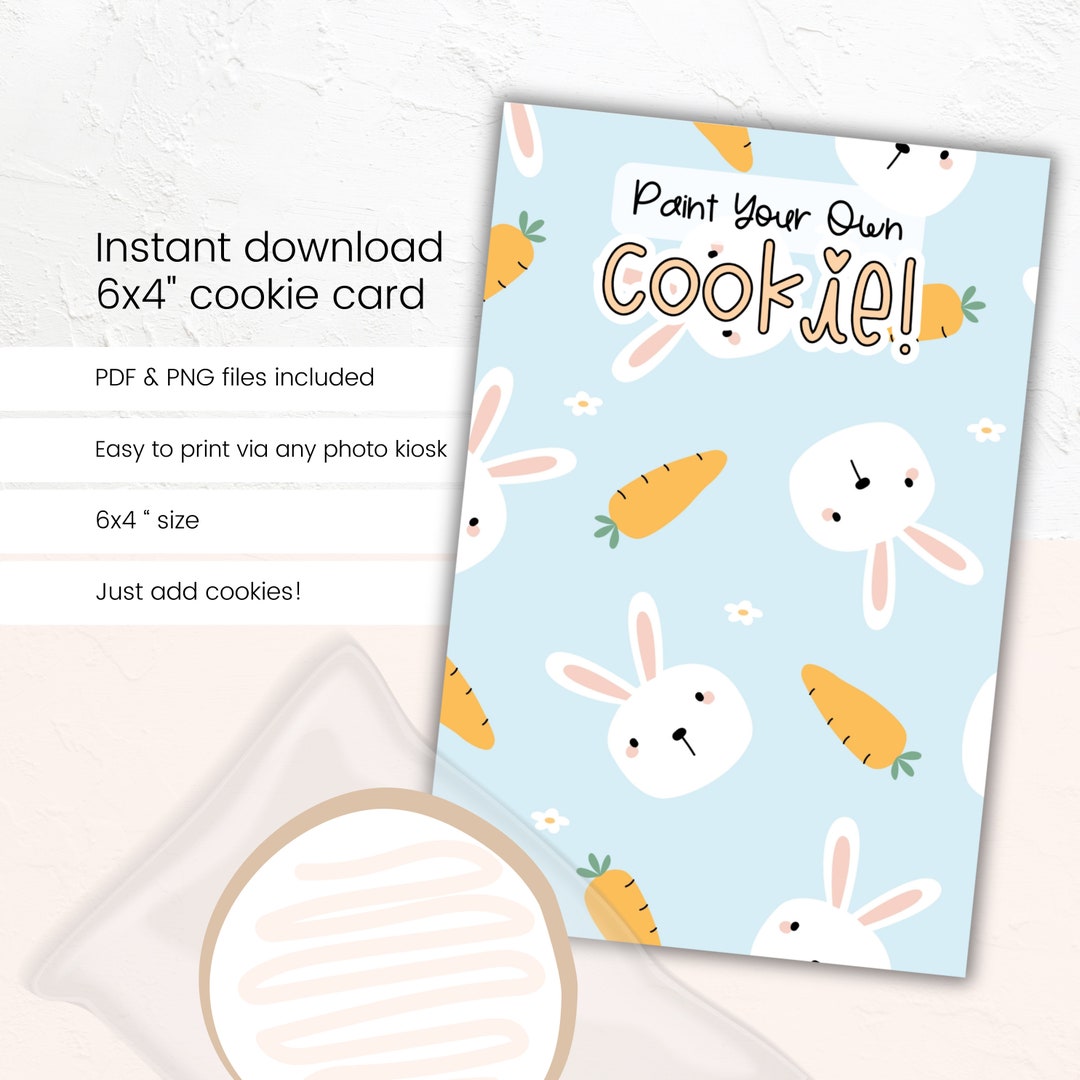 DIGITAL Easter Printable Cookie Card | 6x4 Inch | Instant Download File ...