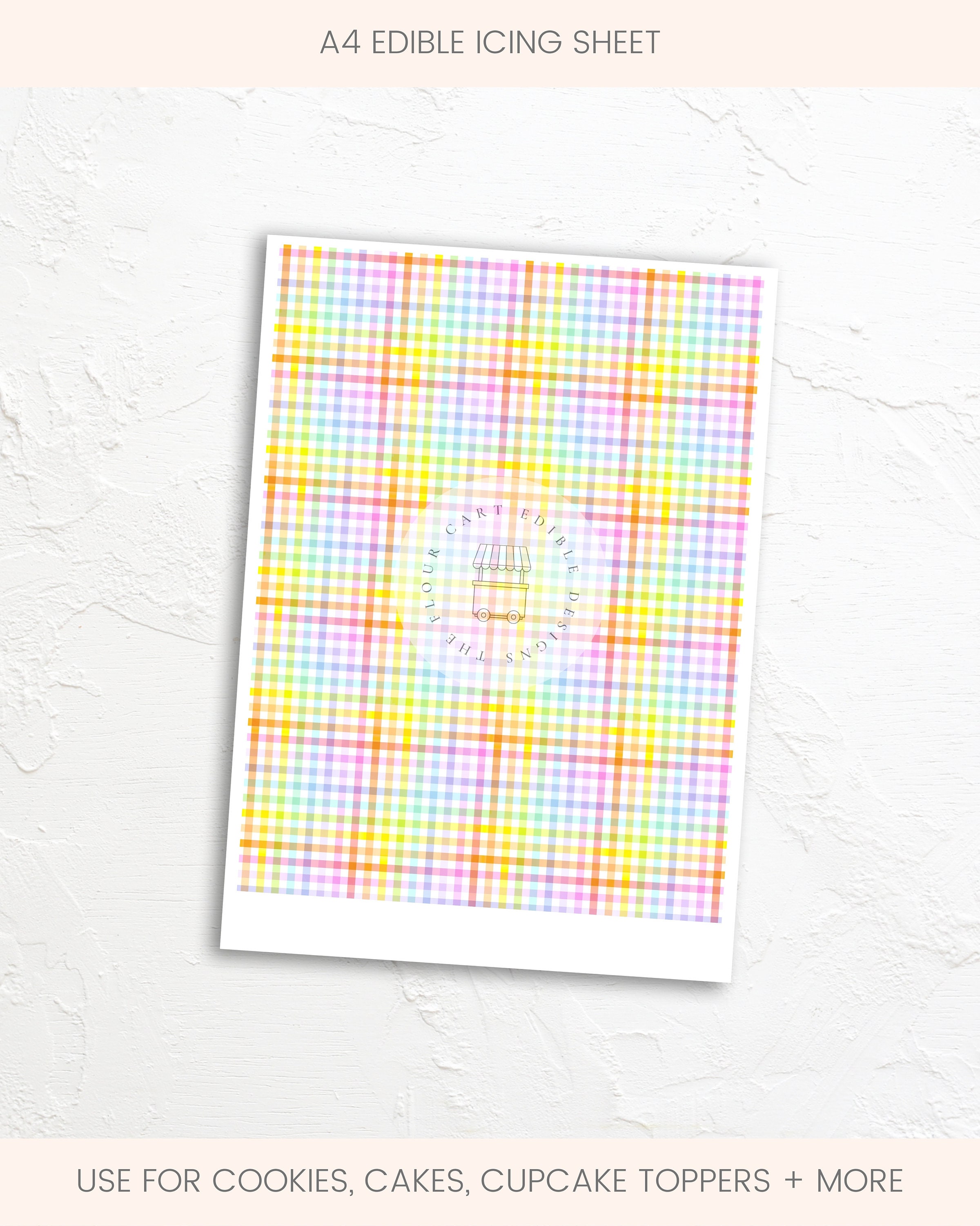 Rainbow Gingham A4 Edible Icing Sheet Premium Frosting - Etsy Australia