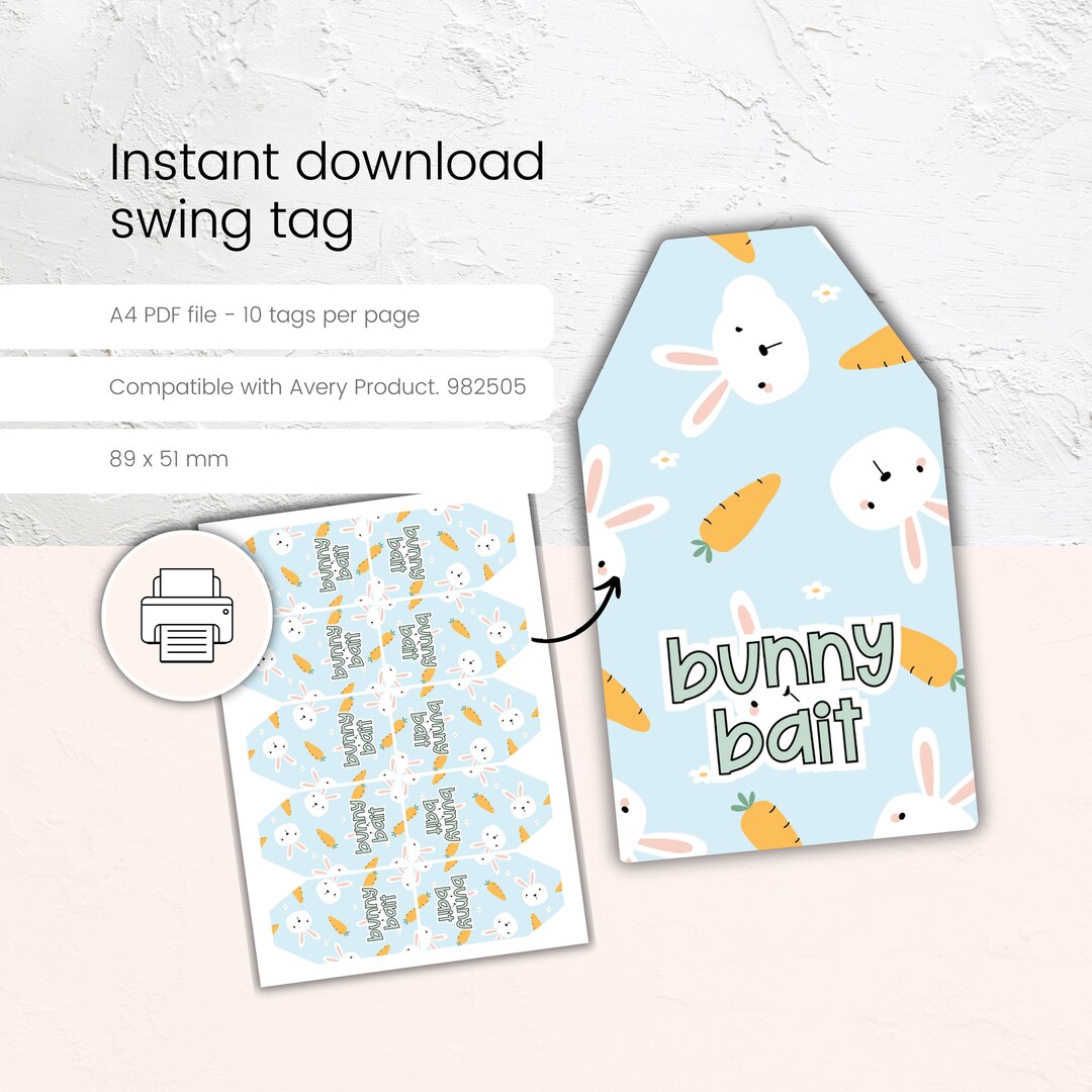 DIGITAL Easter PRINTABLE Swing Tags 89 X 51 Mm Instant Download A4 PDF ...